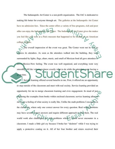 Reflection Paper On Community Service Learning Essay