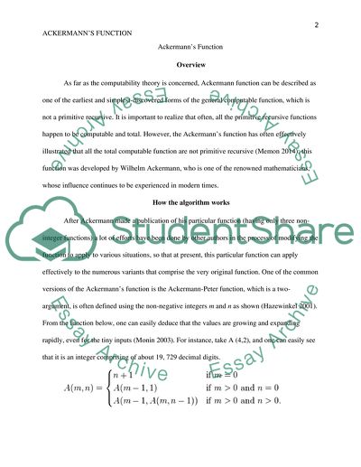 Ackermanns Function Research Paper Example Topics And Well Written Essays 500 Words
