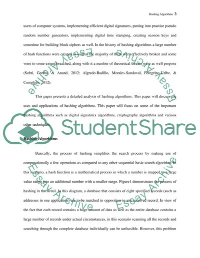 Application of Hashing Algorithms Essay Example | Topics and Well Written Essays - 2750 words