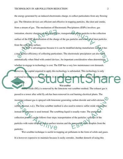 Technology in Air Pollution Reduction Research Paper Technology in Air Pollution Reduction Research Paper
