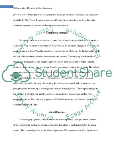 Differentiating Between Market Structures Essay Differentiating Between Market Structures Essay