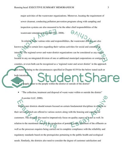 Executive Summary Memorandum Essay Example | Topics and Well Written Essays - 750 words