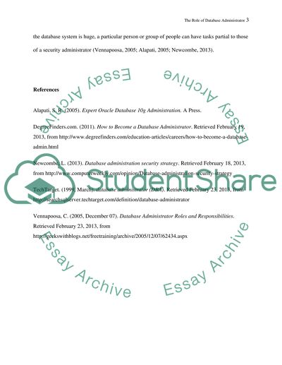 DBMS I - The Role of Database Administrators Research Paper DBMS I - The Role of Database Administrators Research Paper