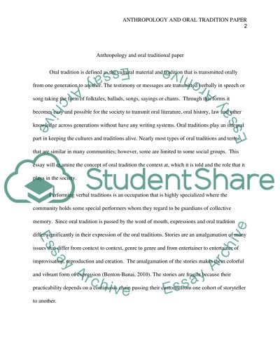 Anthropology And ORal Tradition Paper Research Example Topics And Well Written Essays 1500 Words anthropology-and-oral-tradition-paper-research-example-topics-and-well-written-essays-1500-words