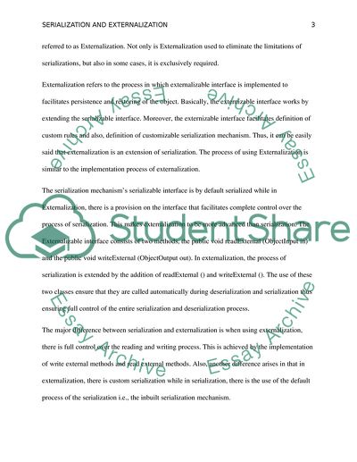Serialization and Externalization in Programming Assignment Example | Topics and Well Written ...