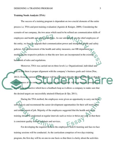 Assignment 2: Designing a Training Program Example | Topics and Well ...