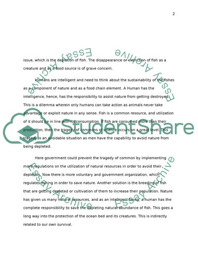 Tragedy of the Commons related to Science & Environmental issue Essay Tragedy of the Commons related to Science & Environmental issue Essay
