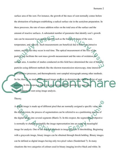 Particle Size And Shape Measurements Of Soot Using Image Analysis Lab Report Example Topics