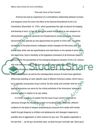 Pros And Cons Of Gun Control Essay Example Topics And Well Written