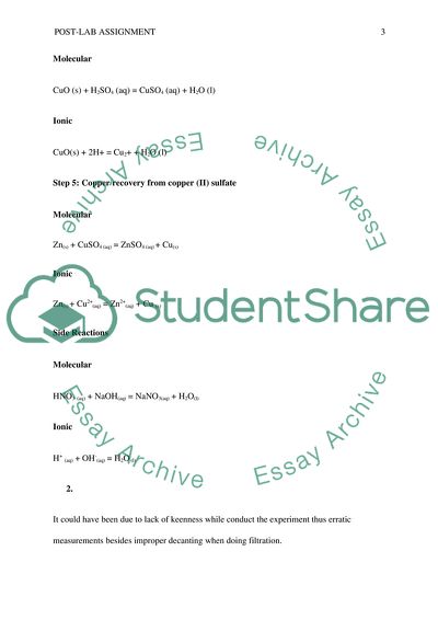 Post-laboratory Assignment Lab Report Example | Topics and Well Written Essays - 500 words