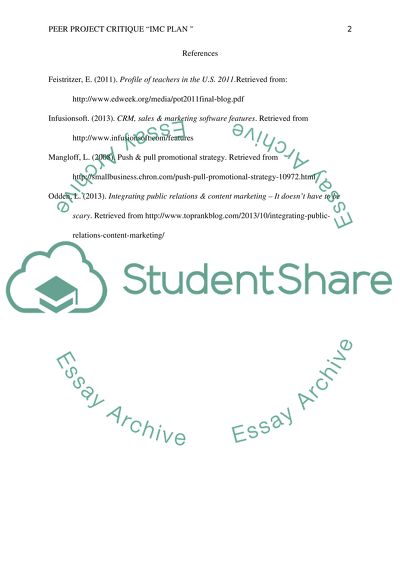 The IMC Plan Assignment Example Topics And Well Written Essays 500 