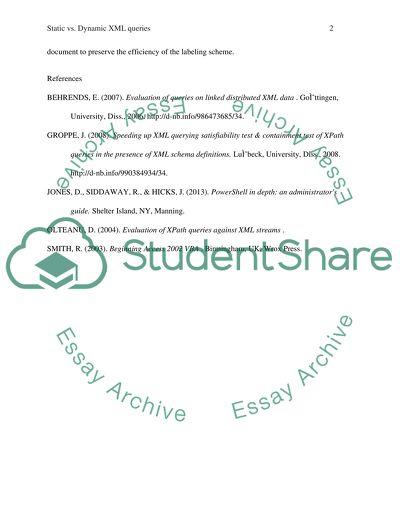 Static Vs Dynamic Xml Queries Essay Example Topics And Well Written