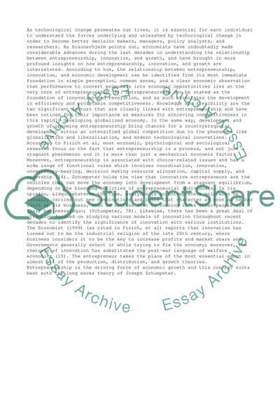 Relationship between Entrepreneurship, Innovation and Economic Essay Relationship between Entrepreneurship, Innovation and Economic Essay