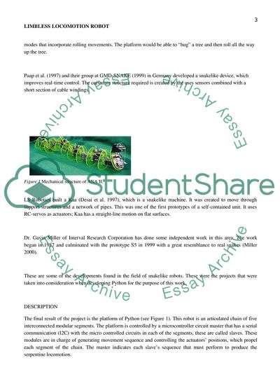 Limbless Locomotion Robot Coursework Example Topics And Well Written