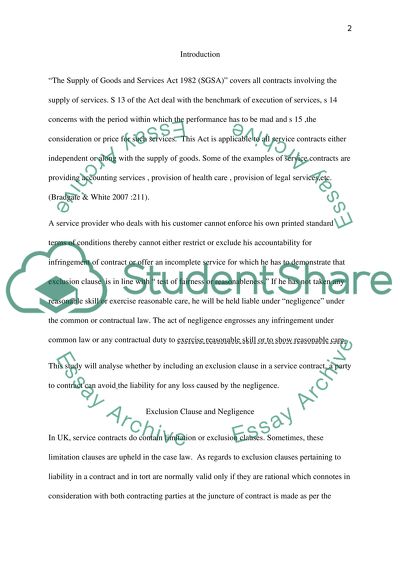 Contract Law, Exclusion Clause Coursework Example | Topics and Well ... Contract Law, Exclusion Clause Coursework Example | Topics and Well ...
