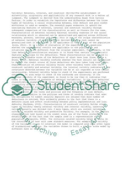 Validity External Internal And Construct Research Paper